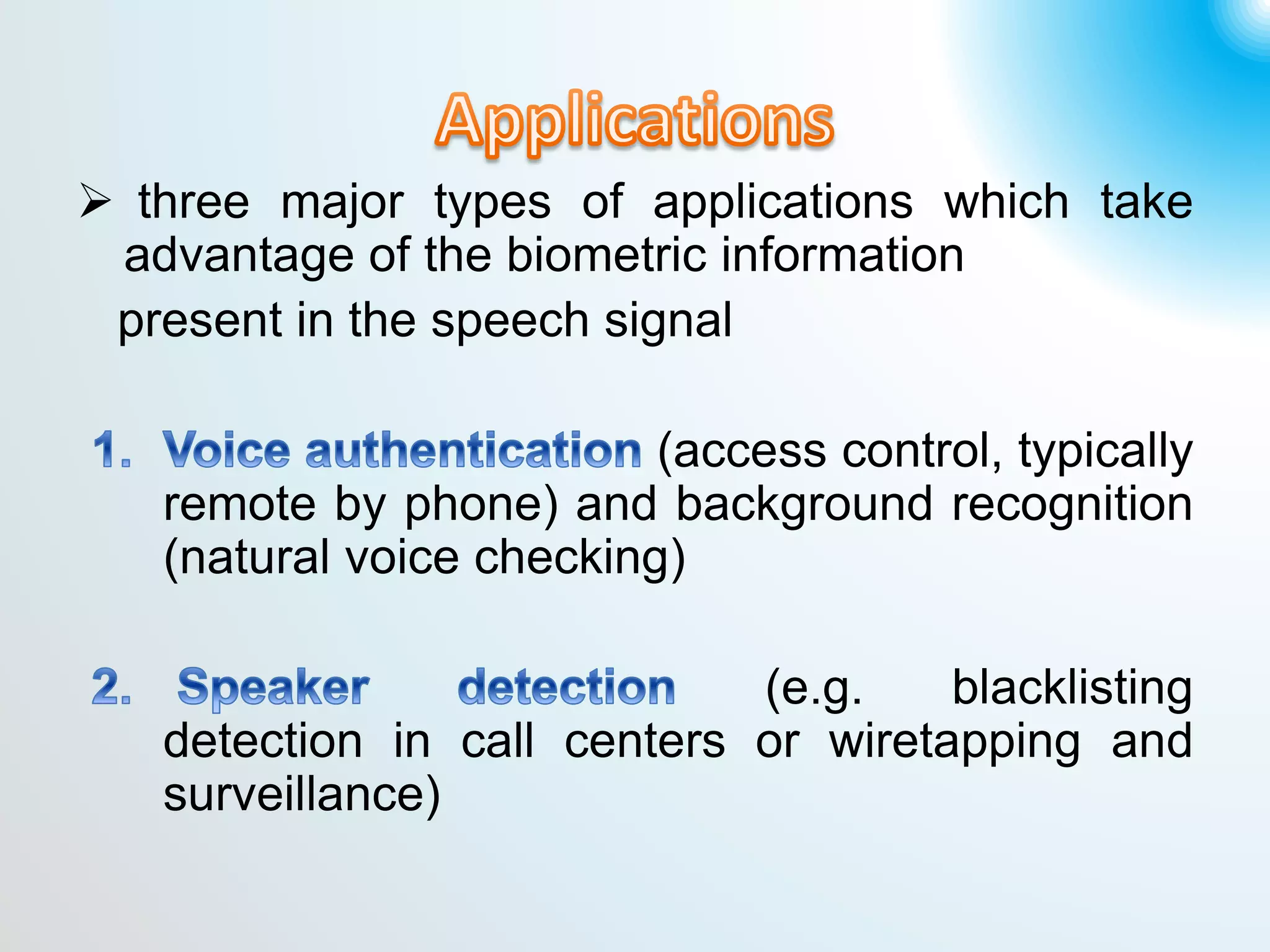 Pattern recognition voice biometrics | PPTX