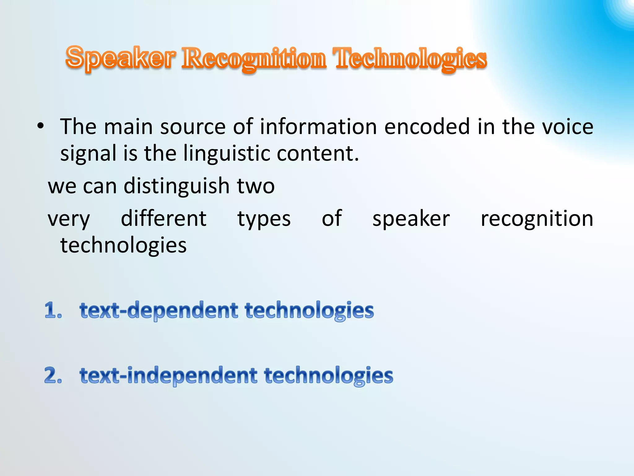 Pattern recognition voice biometrics | PPTX