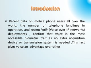 Pattern recognition voice biometrics | PPTX