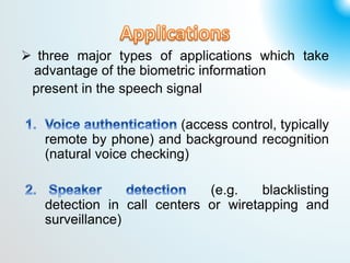 Pattern recognition voice biometrics | PPTX