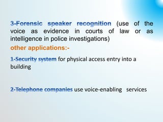 Pattern recognition voice biometrics | PPTX