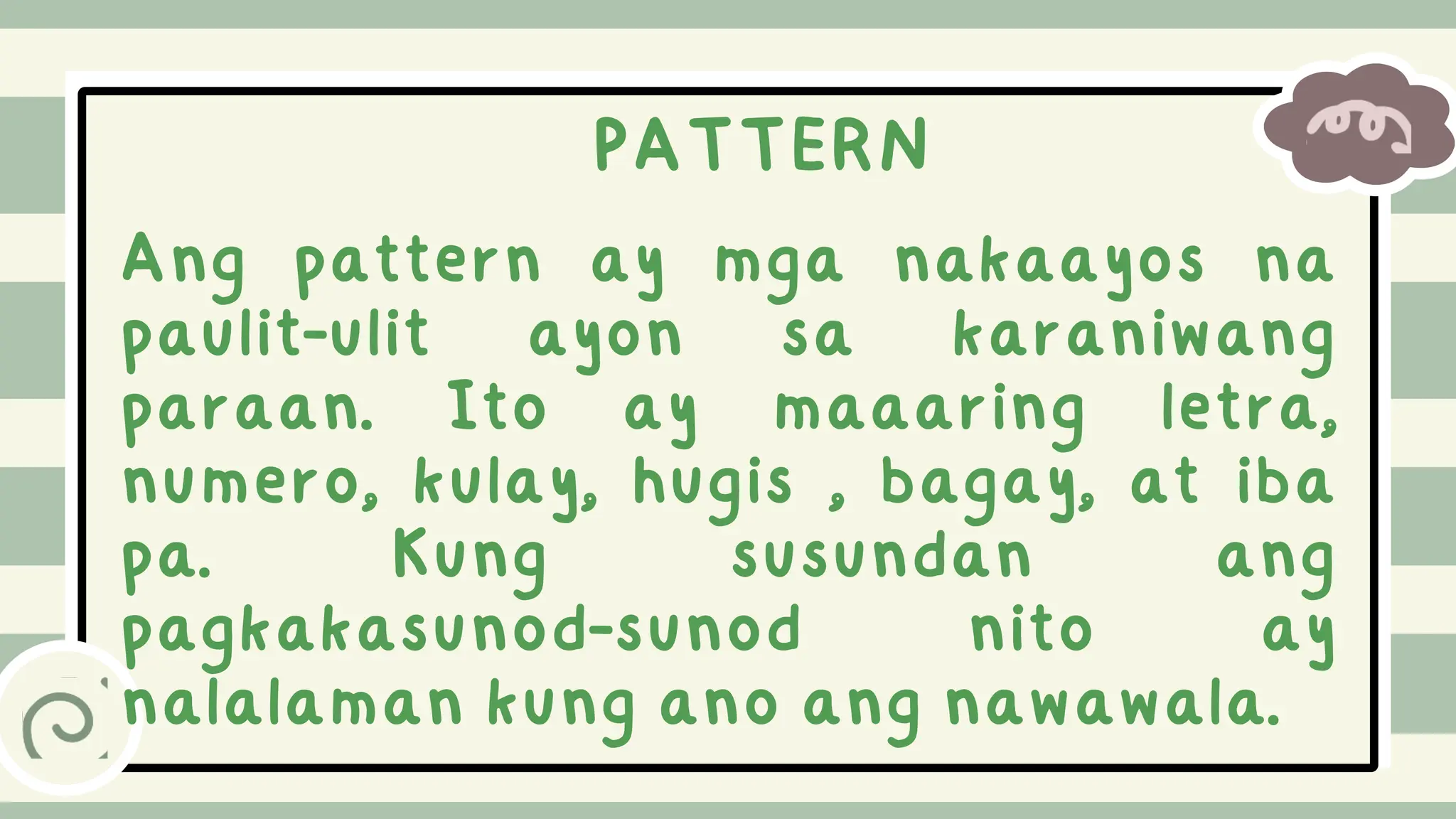 Determines The Missing Term S In A Given Continuous Pattern Using One Attribute Letters