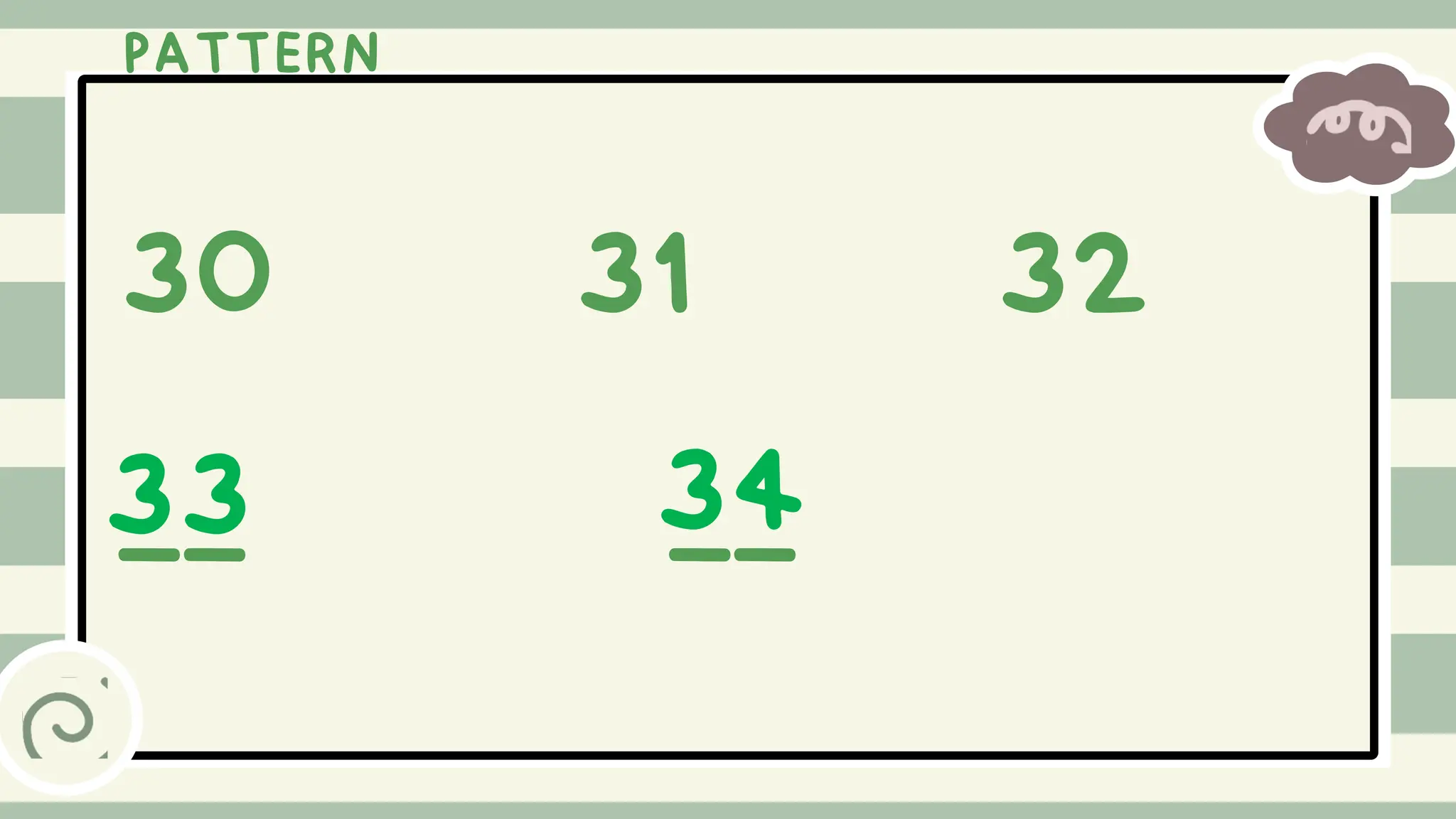 Determines the missing term/s in a given continuous pattern using one attribute (letters ...