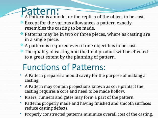Patterns types and allowance in manufacturing processes.pptx ...