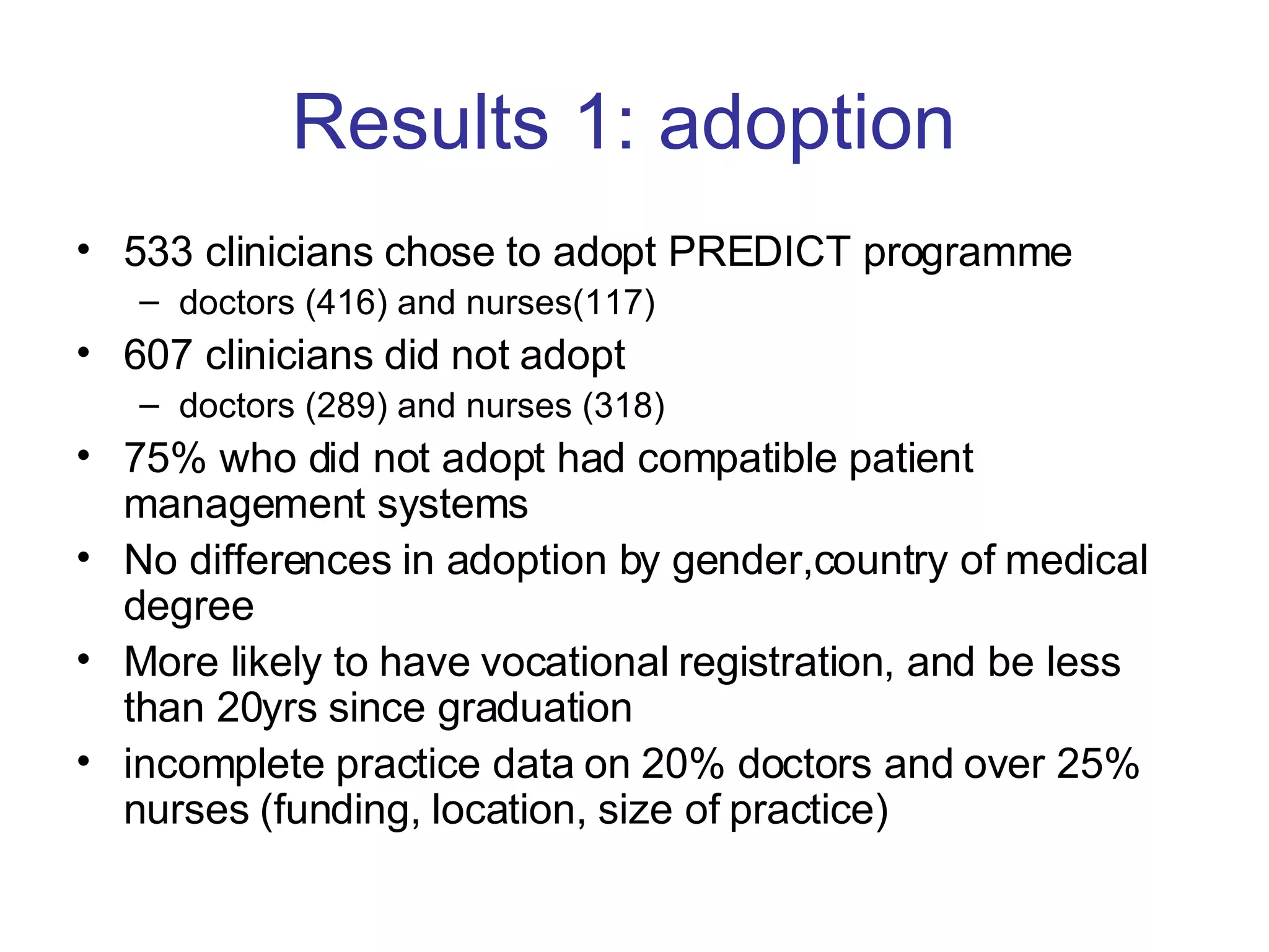 Patterns Of Adoption And Use Of A Web Based Decision Support System For
