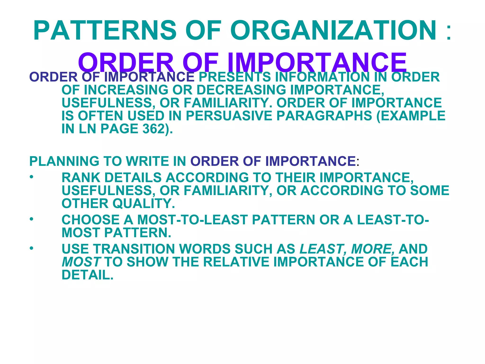 Patterns Of Organization | PPT