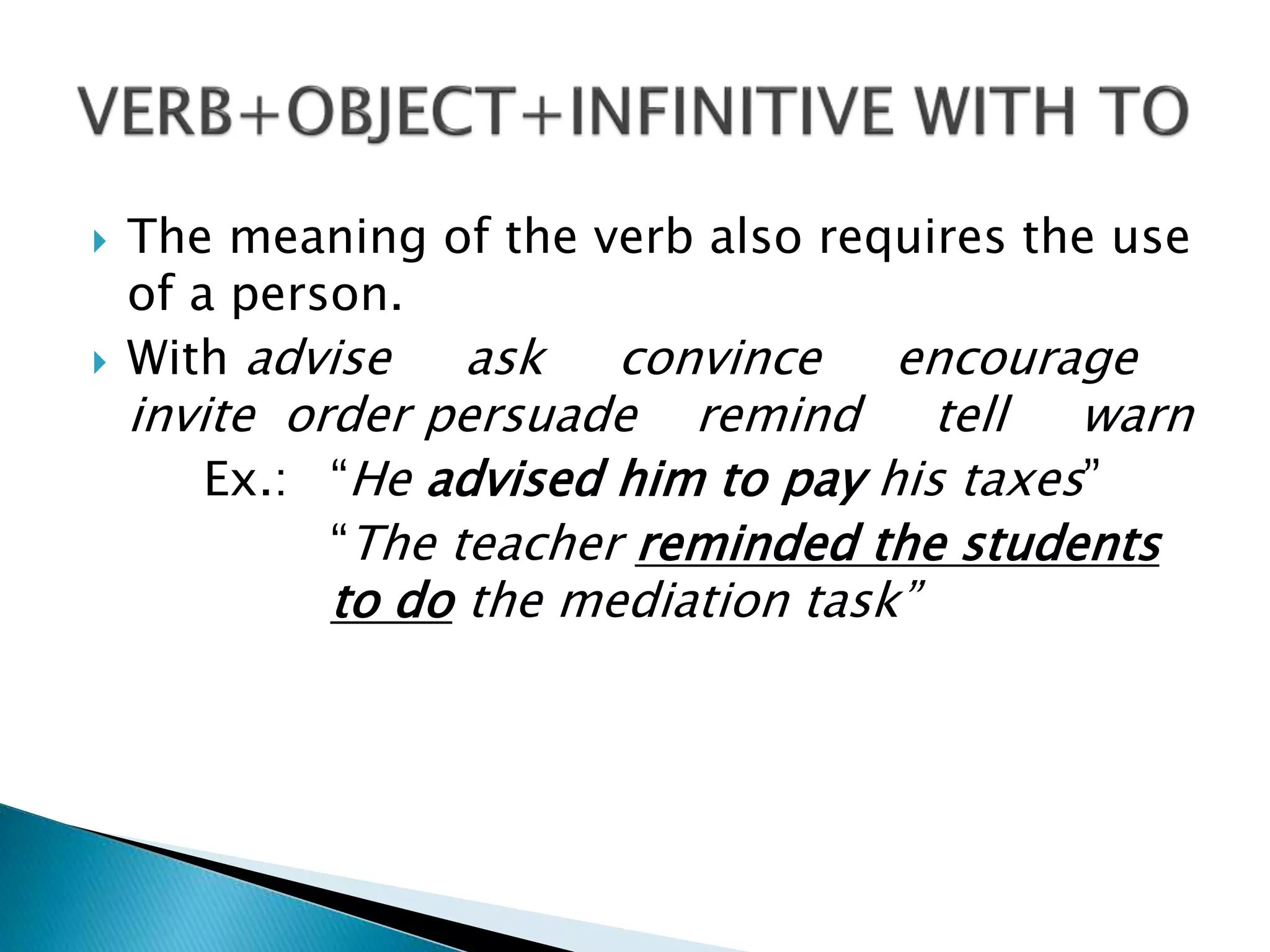 Patterns after reporting verbs | PPTX