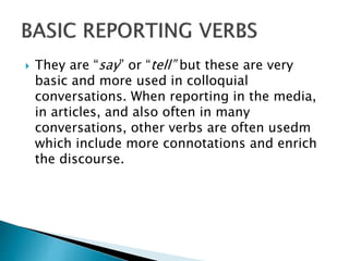 Patterns after reporting verbs | PPTX