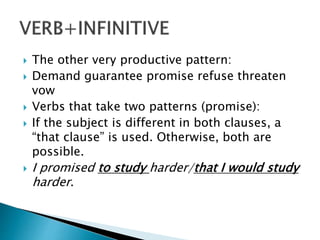 Patterns after reporting verbs | PPTX