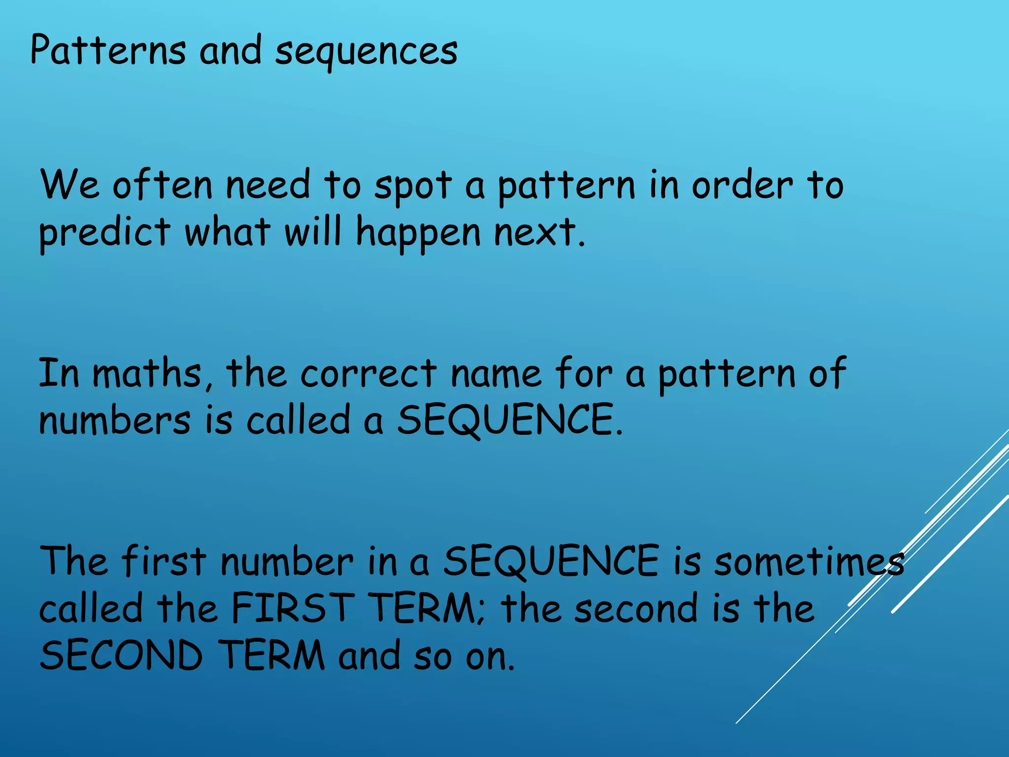 Patterns and sequences | PPT