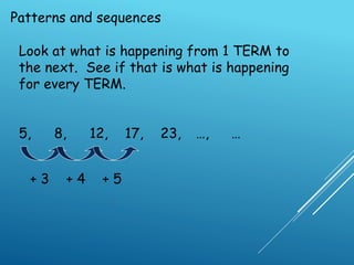 Patterns and sequences | PPT