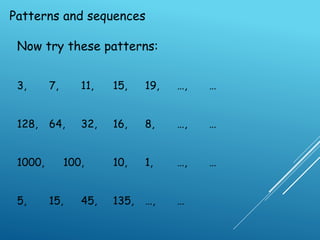 Patterns and sequences | PPT