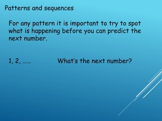 Patterns and sequences | PPT