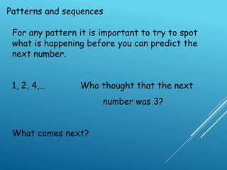 Patterns and sequences | PPT
