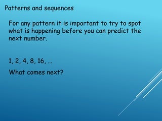 Patterns and sequences | PPT