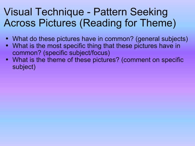 Pattern seeking across pictures | PPT | Science