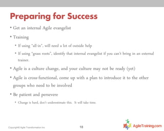 Patterns for getting started with agile | PDF | Computer Software and ...