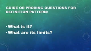 Patterns of development in writing GRADE 11 pptx | PPTX