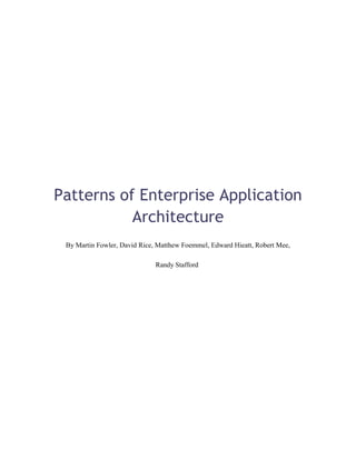 Patterns of enterprise application architecture_VN_Drapt | PDF