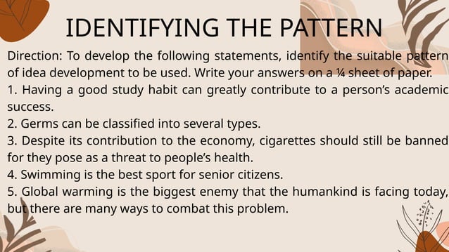 English 8, Quarter 1, Lesson 3: Patterns of Idea Development.pptx