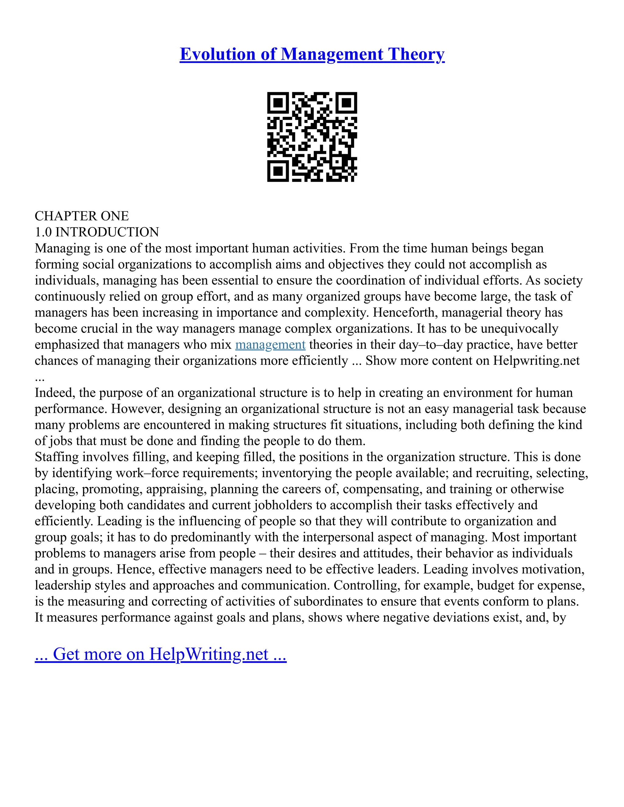 Patterns Of Management Theory | PDF