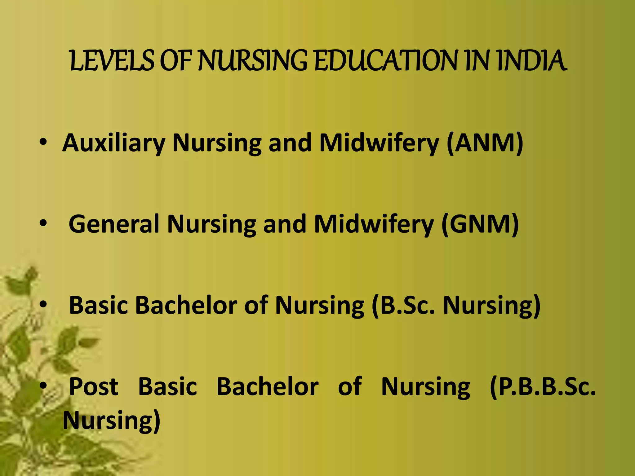 Patterns of nursing education in india | PPTX