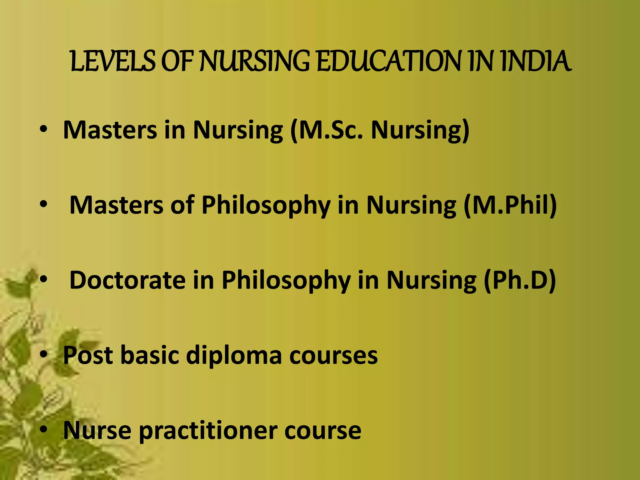 Patterns of nursing education in india | PPTX