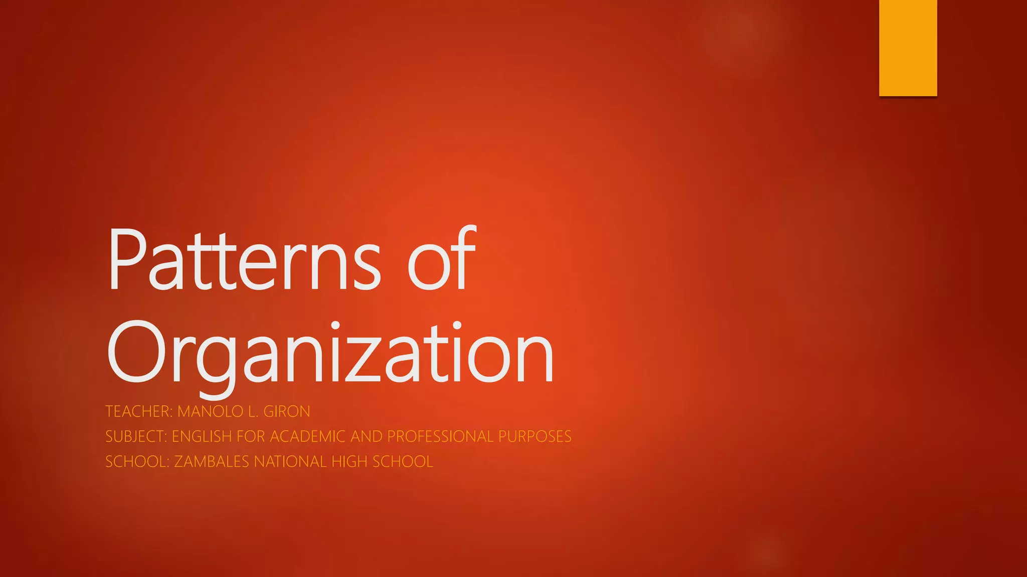 Patterns of organization | PPTX
