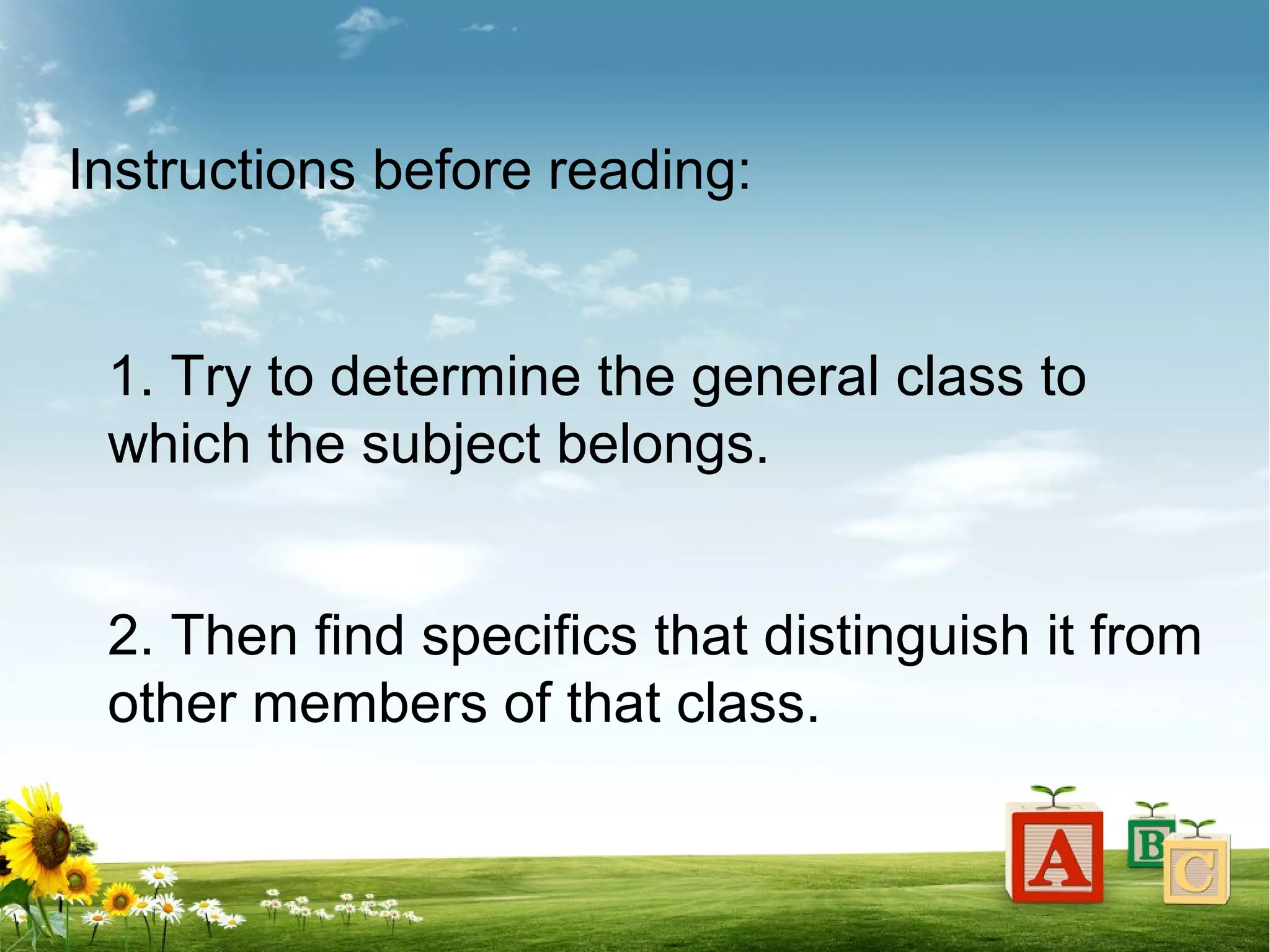 Patterns of paragraph development: Narration, Description & Definition ...