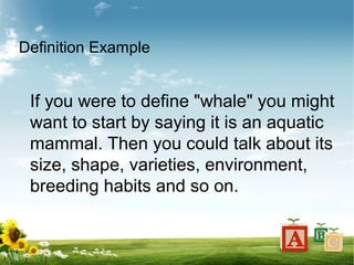 Patterns of paragraph development: Narration, Description & Definition ...