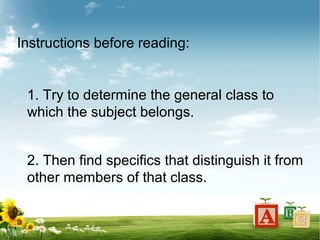 Patterns of paragraph development: Narration, Description & Definition ...