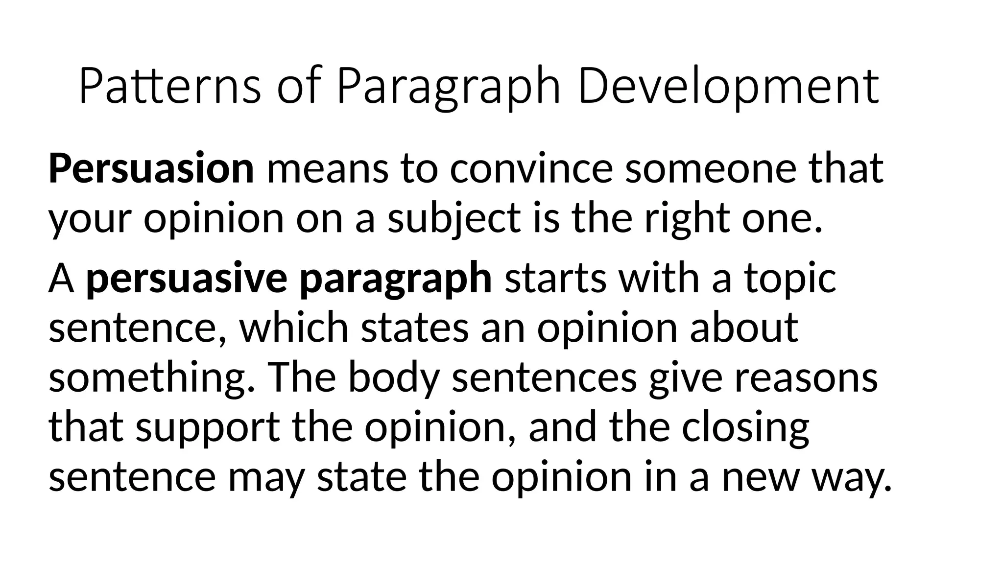 Patterns of Paragraph Development presentation | PPTX