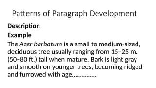 Patterns of Paragraph Development presentation | PPTX