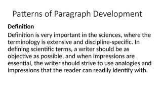 Patterns of Paragraph Development presentation | PPTX