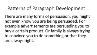 Patterns of Paragraph Development presentation | PPT