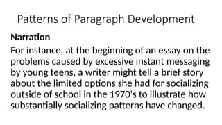 Patterns of Paragraph Development presentation | PPTX