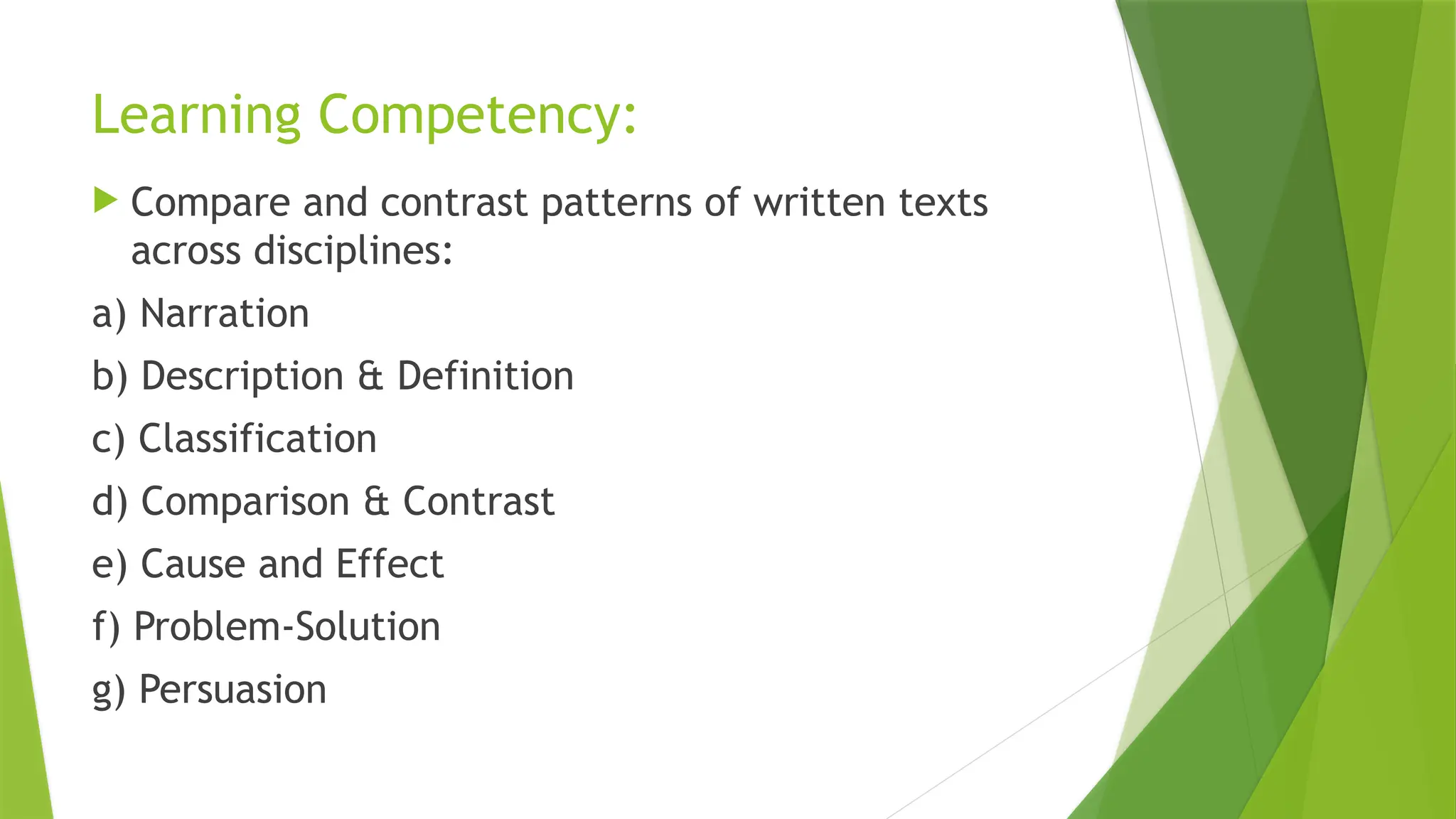 patterns of text development: narration, description, definition ...