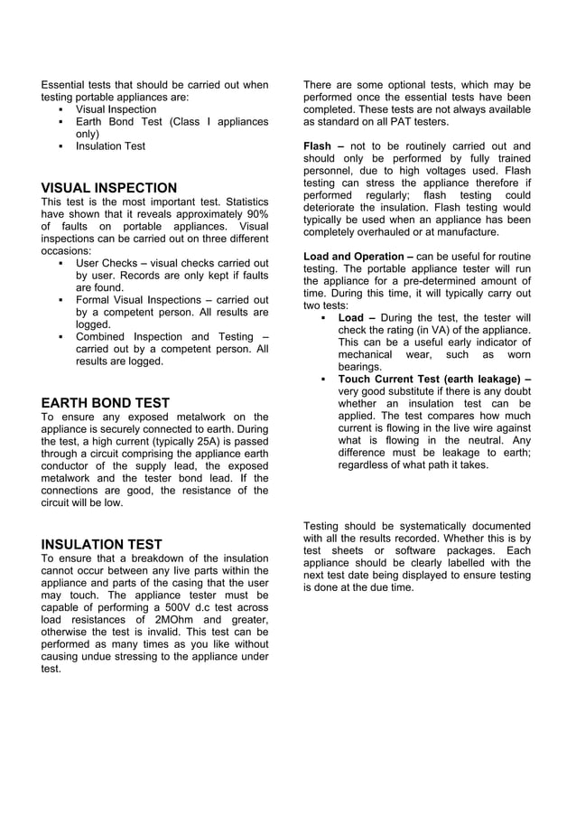 Portable Appliance Testing | PDF | Home Appliances | Home & Garden