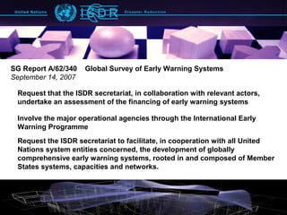 The Framework for the Multi-Hazard Global Early Warning System | PPT