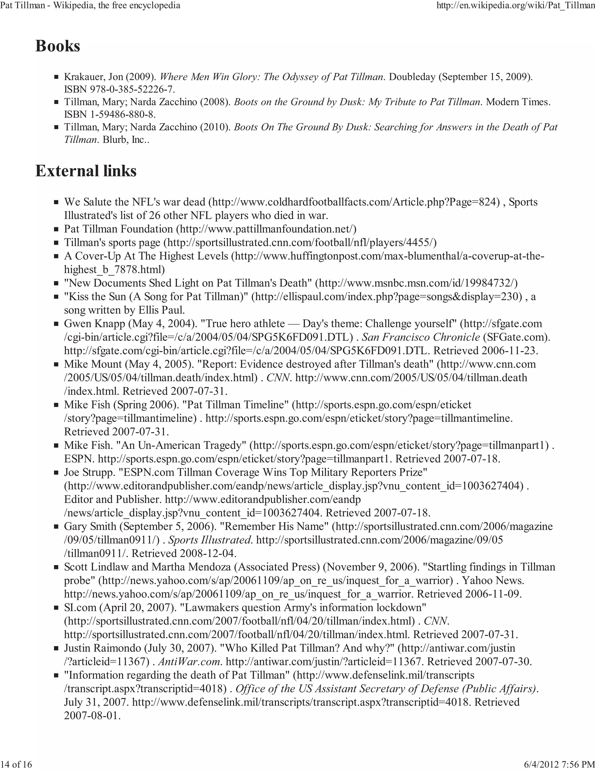 PAT TILLMAN - Wikipedia Info (U.S. Government COVER-UP Of Killing ...