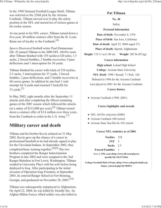 PAT TILLMAN - Wikipedia Info (U.S. Government COVER-UP Of Killing ...