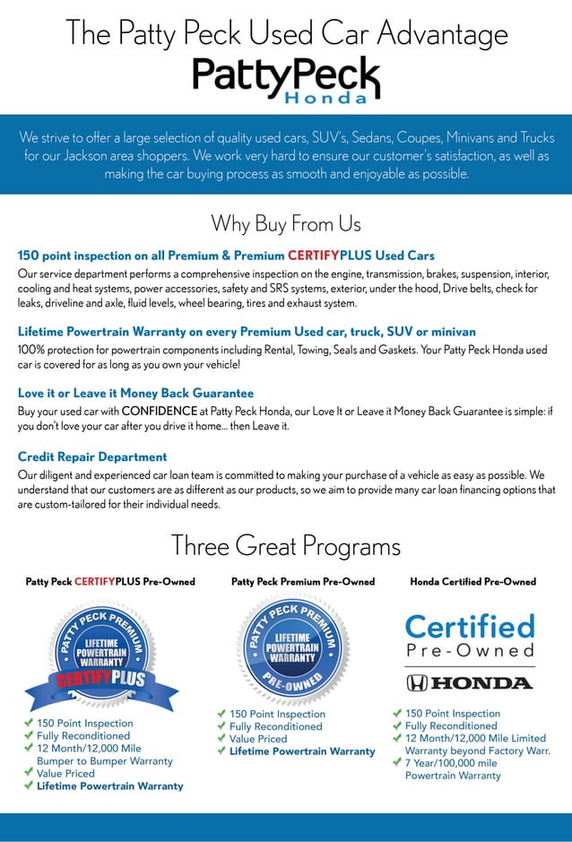 The Patty Peck Used Car Advantage - Jackson MS | PDF