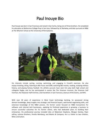 Paul Inouye Biography With Work Experience | PDF | Free Download