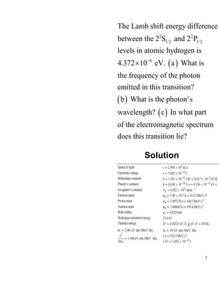 Lamb shift transition frequency and wavelength | PDF