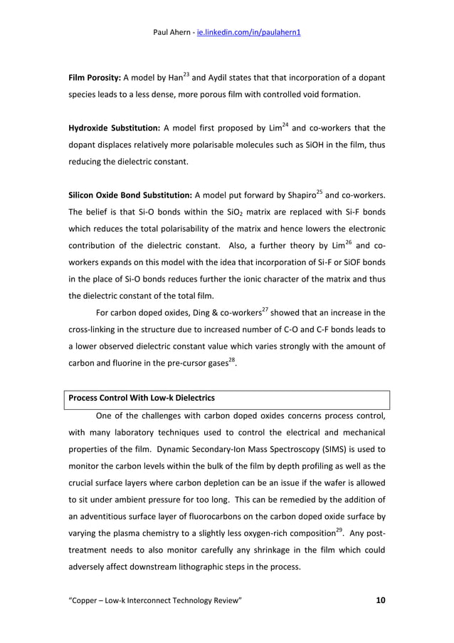 Paul Ahern - Copper/ low-K Interconnect Technology | PDF | Chemistry ...
