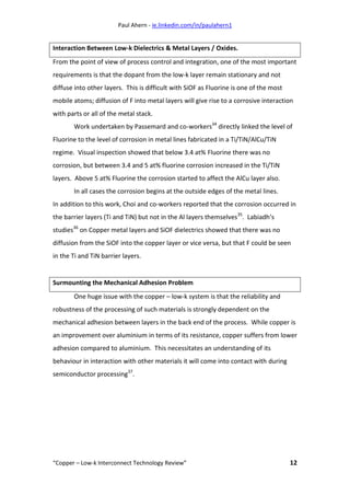 Paul Ahern - Copper/ low-K Interconnect Technology | PDF