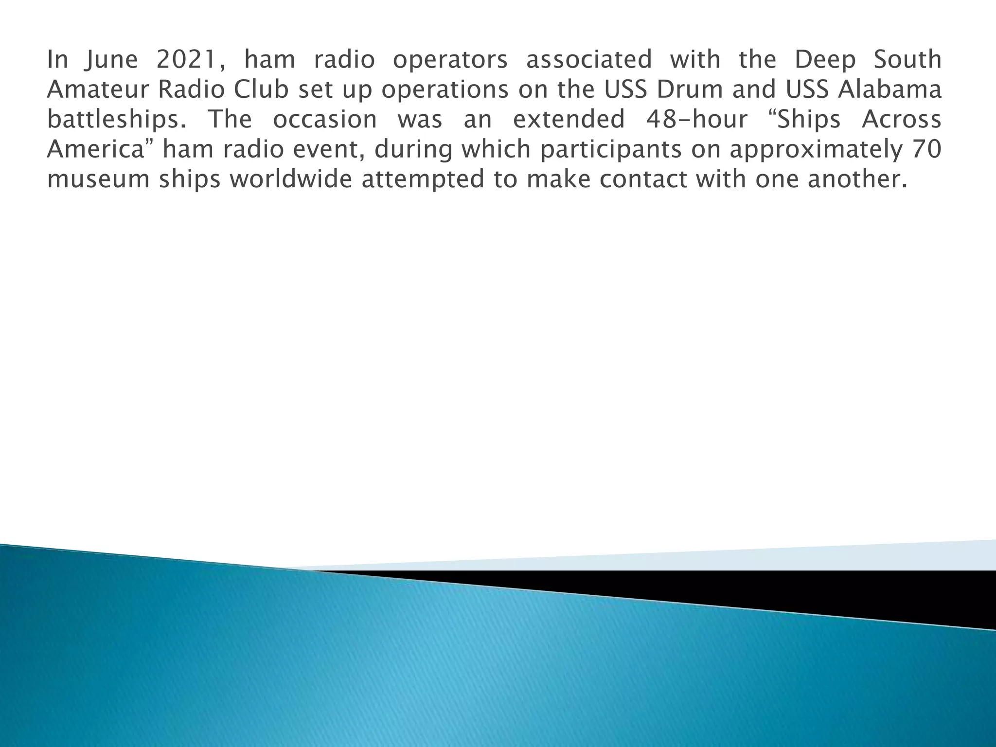 USS Alabama Participates in Worldwide Ham Radio Event | PPT