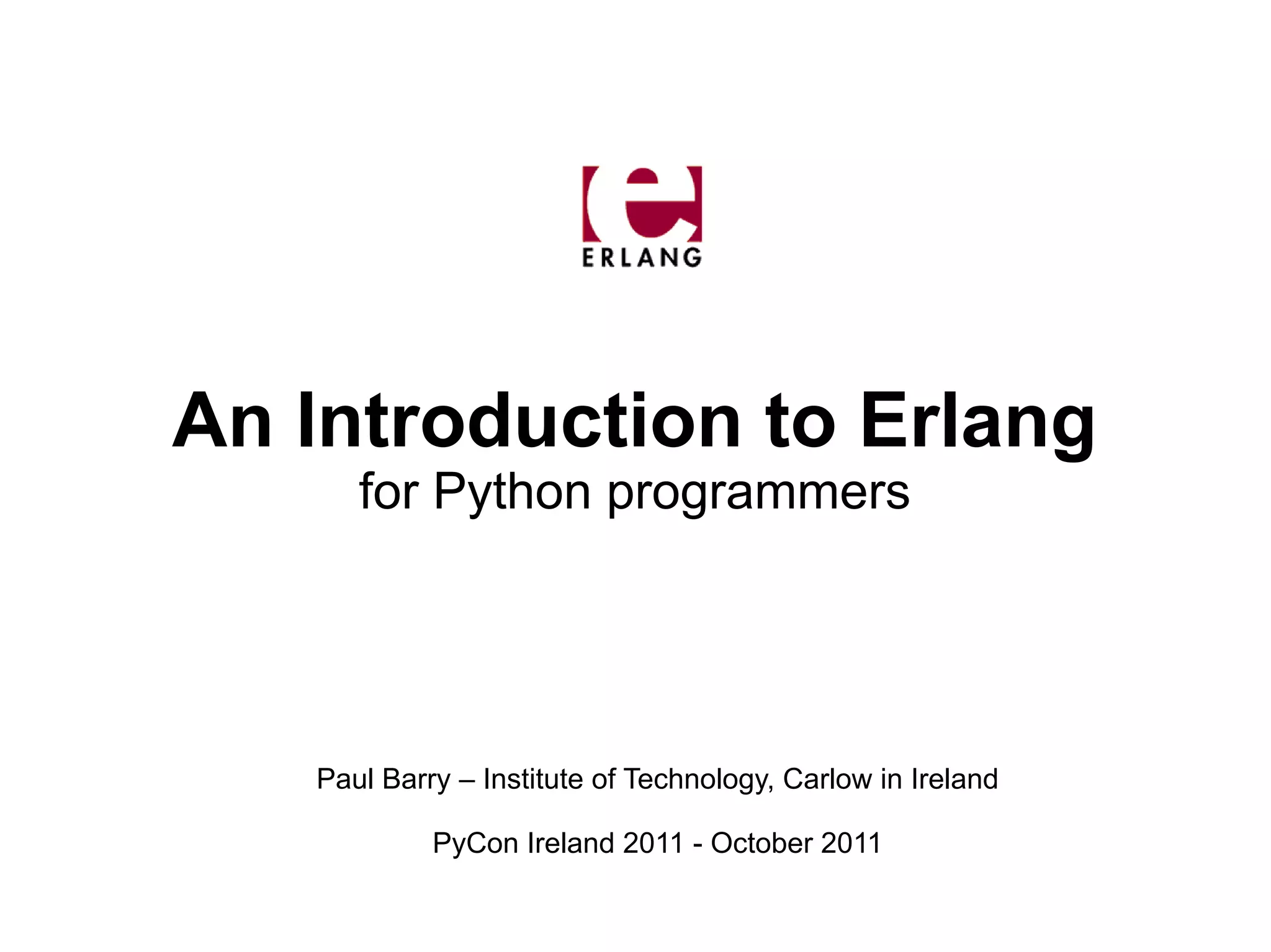 Introduction to Erlang for Python Programmers | PPT