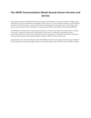 The ARMY Commendation Medal Awards Honors Heroism and Service | PDF