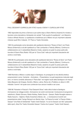 Paul dessanti curriculum vitae con foto | PDF | Music | Entertainment